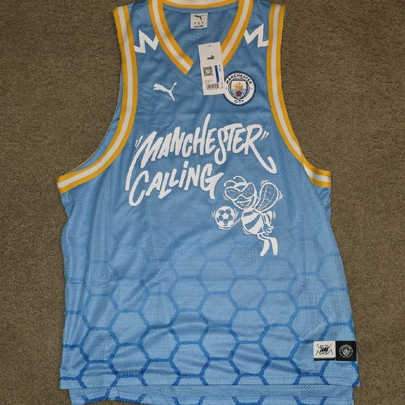 Puma | Shirts | Puma Manchester City Blue And Yellow Basketball Jersey ...